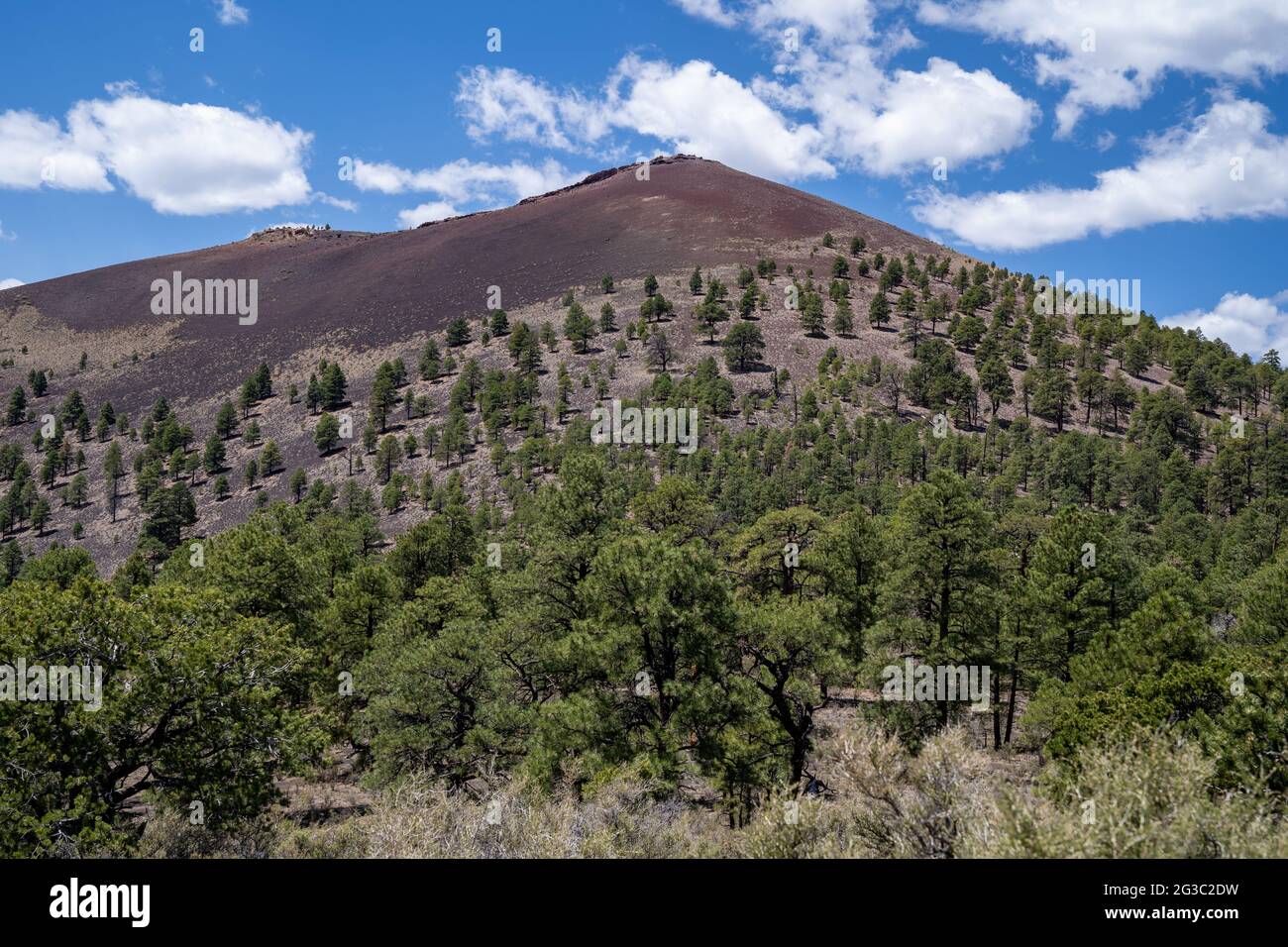 The sunset crater cinder cone volcano in Sunset Crater National ...