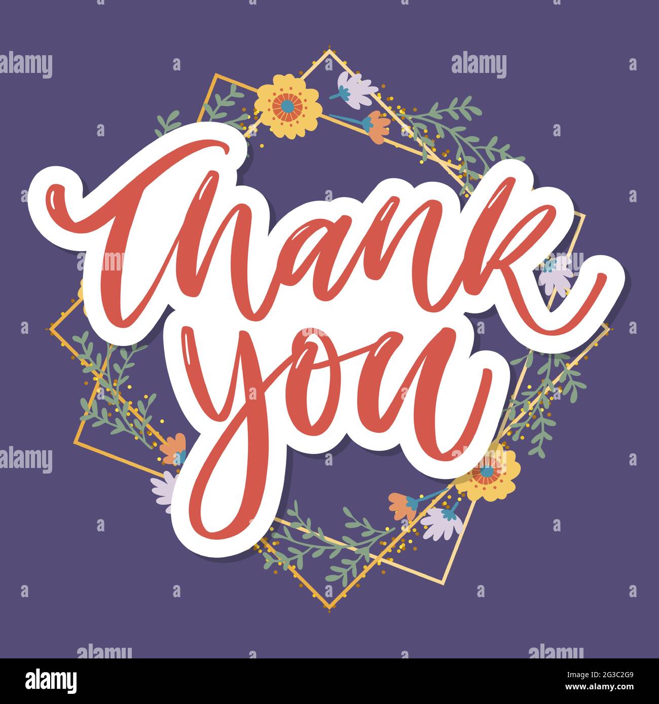 Cute Thank You Script Card Stock Vector Image & Art - Alamy