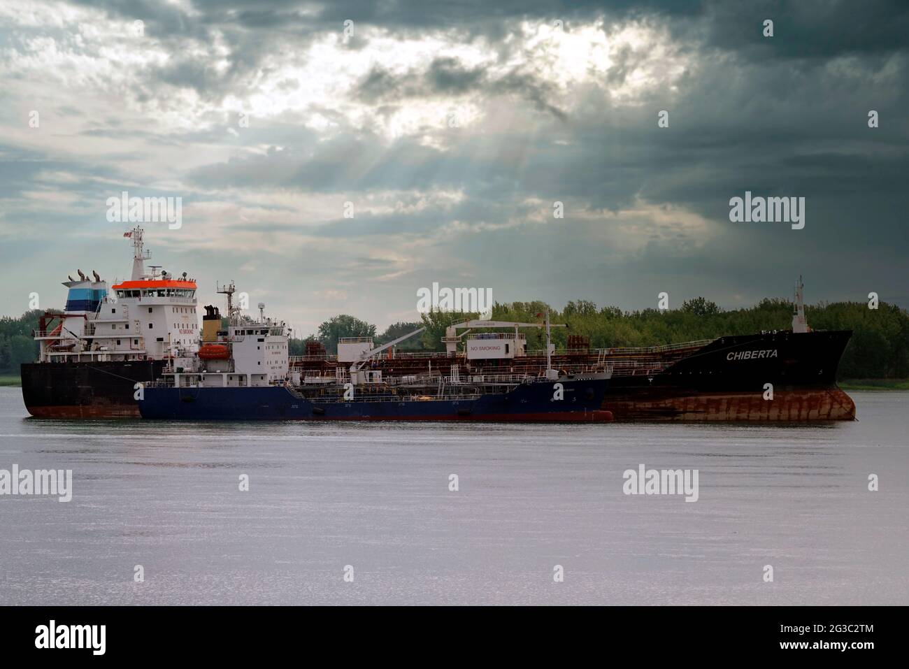 Montreal,Quebec,Canada,June 15, 2021.Cargo ship anchored in the St ...