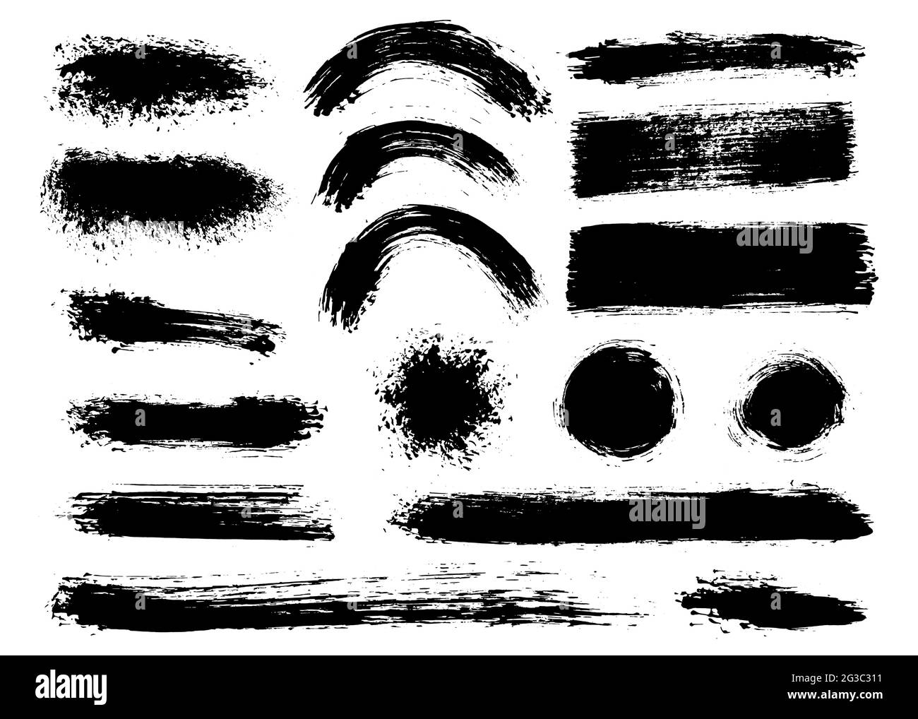 Brush stroke bundle. Textured vector paintbrush set Stock Vector Image ...