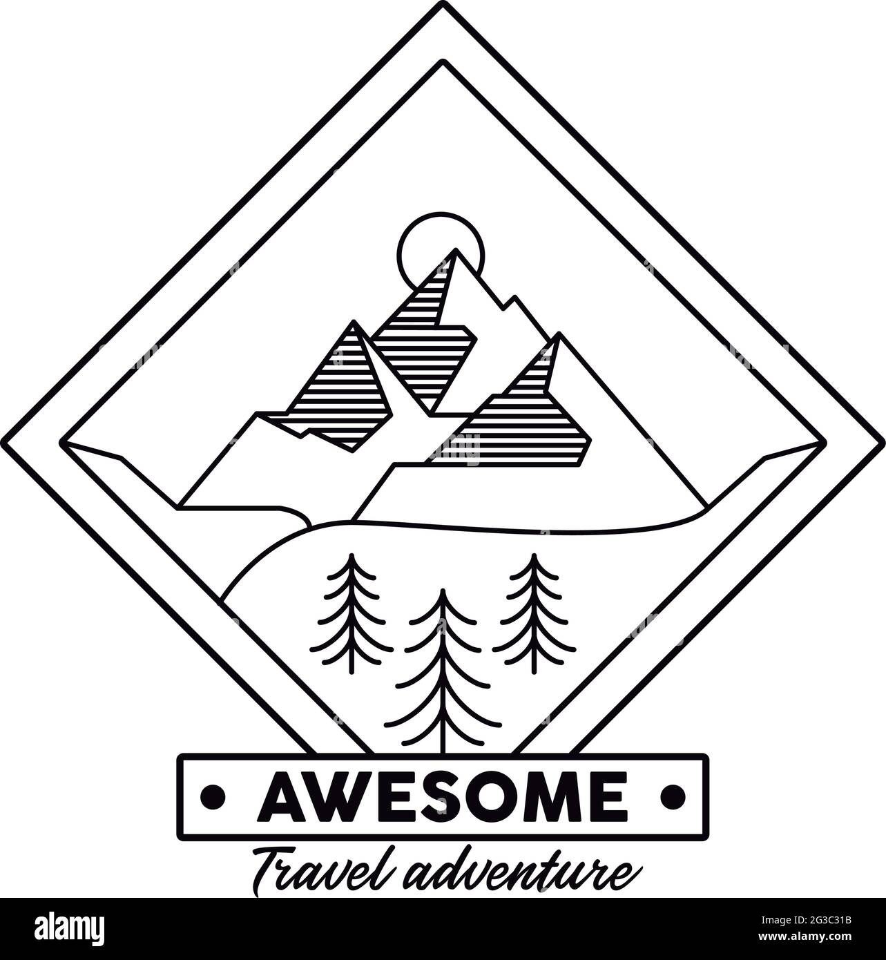 travel emblem with forest Stock Vector Image & Art - Alamy