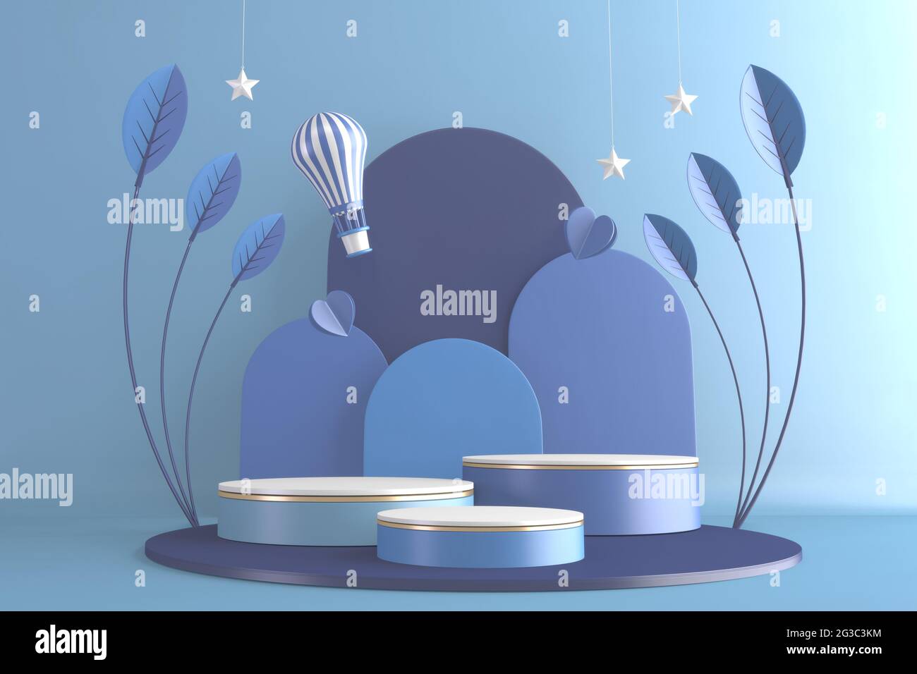 blue Modern Cylinder podiums blue and white and decoration cartoon ...