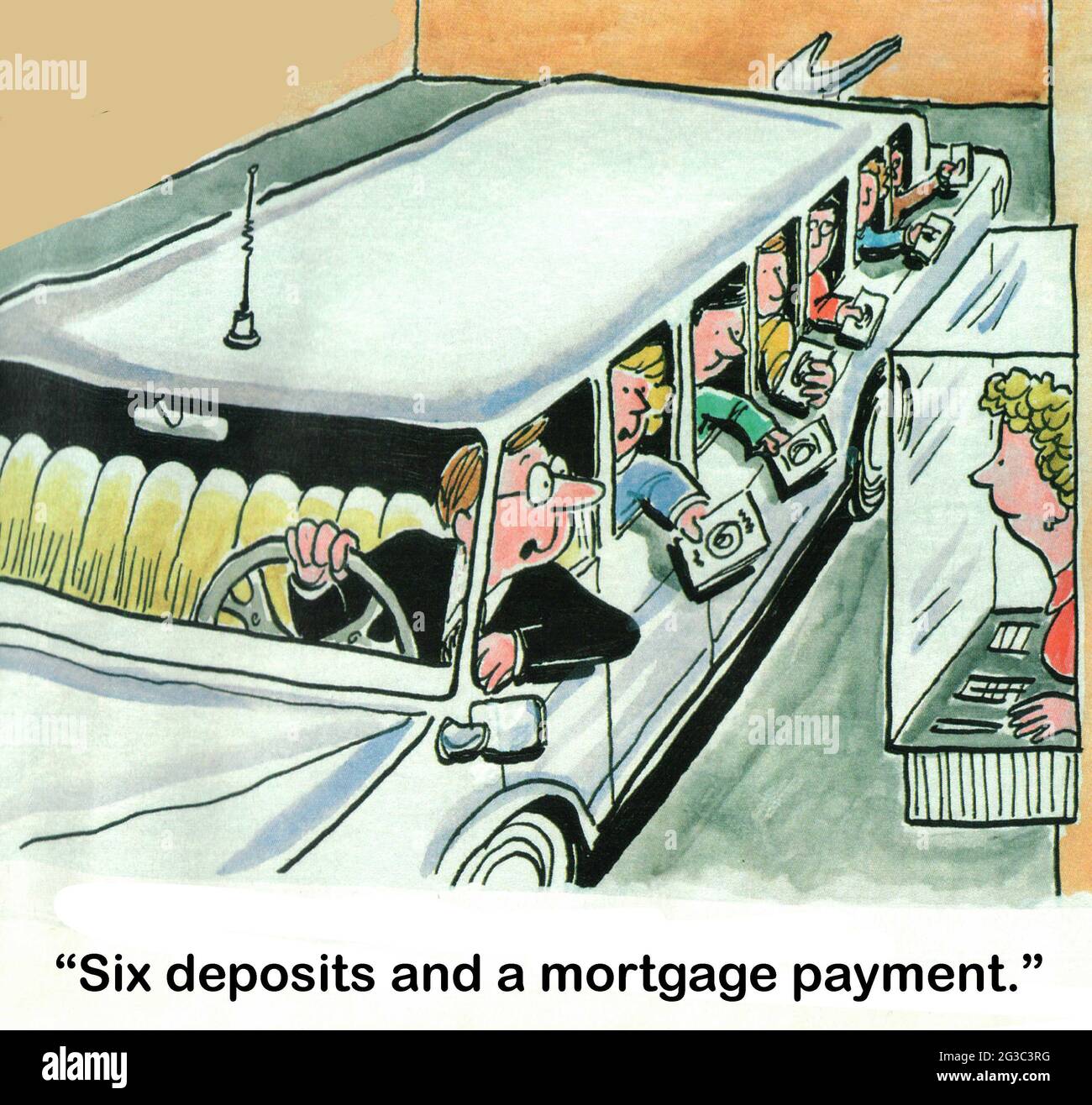 A limousine driver pulls up to bank deposit window Stock Photo - Alamy