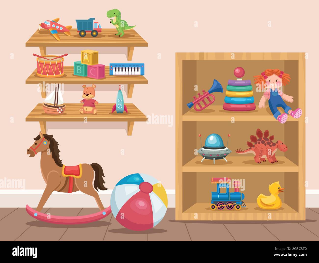 kids toys in room Stock Vector Image & Art - Alamy