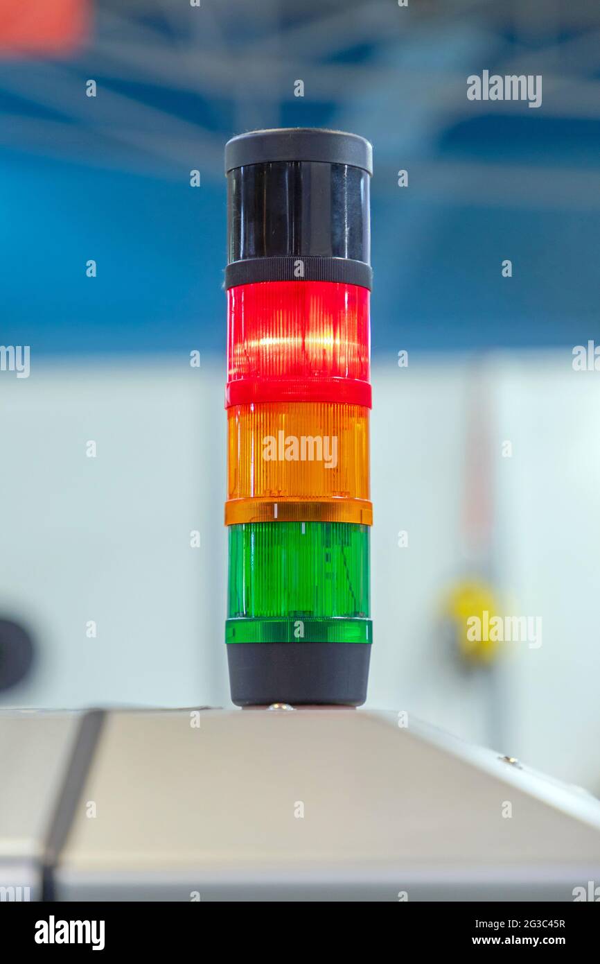 Red Light Warning at Machine Signal Tower Stock Photo - Alamy