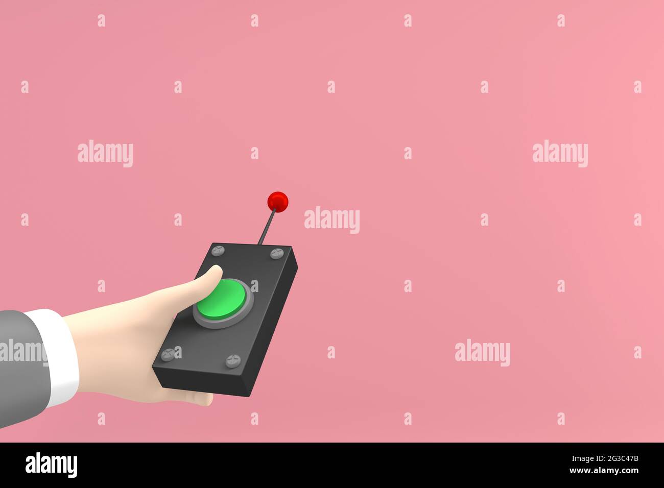 hand pressing the remote button. 3D rendering Stock Photo - Alamy