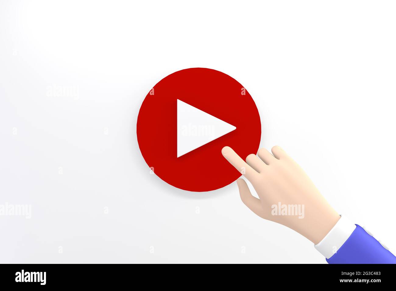 Cartoon hand pressing button play red.3D rendering Stock Photo - Alamy