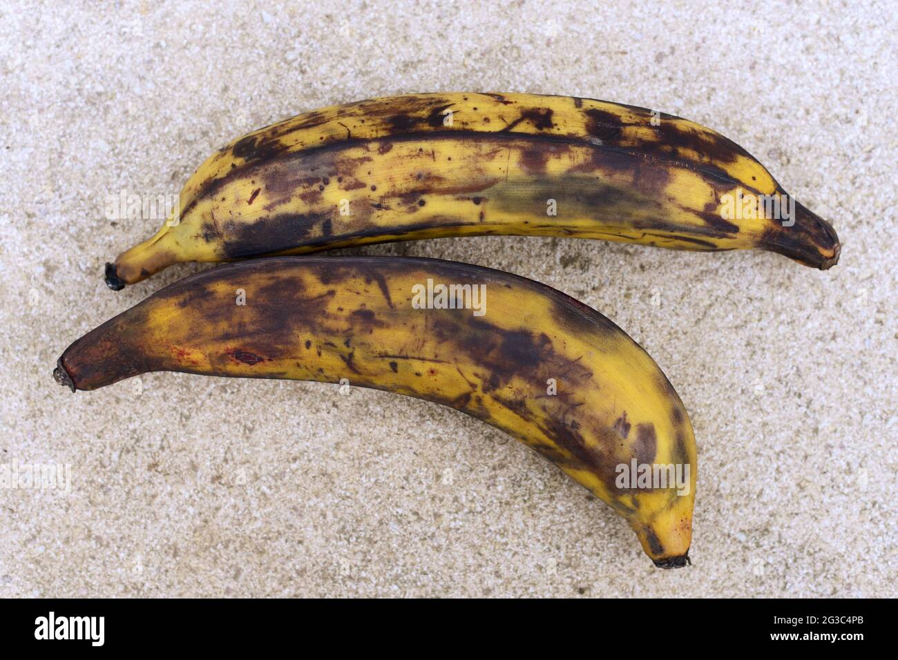 two large ripe plantains with yellow and brown colours Stock Photo - Alamy