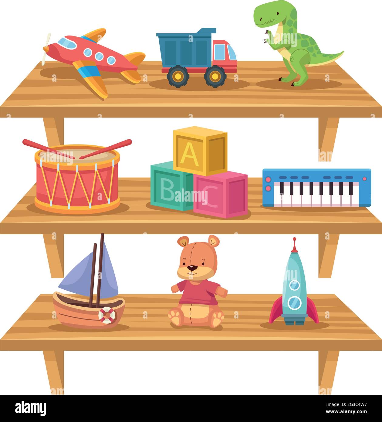 nine toys in shelf Stock Vector Image & Art - Alamy
