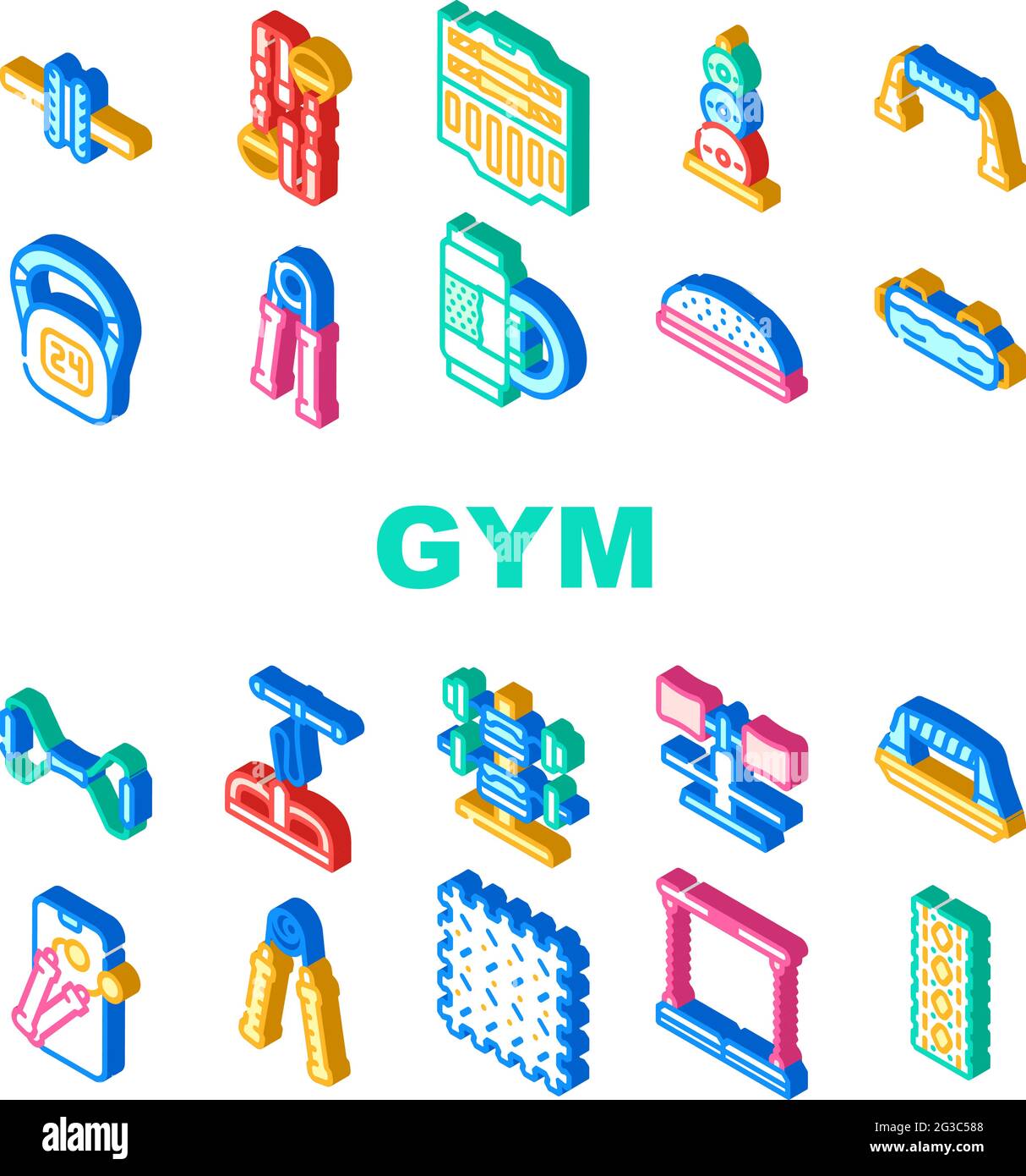 Home Gym Equipment Collection Icons Set Vector Stock Vector Image & Art ...