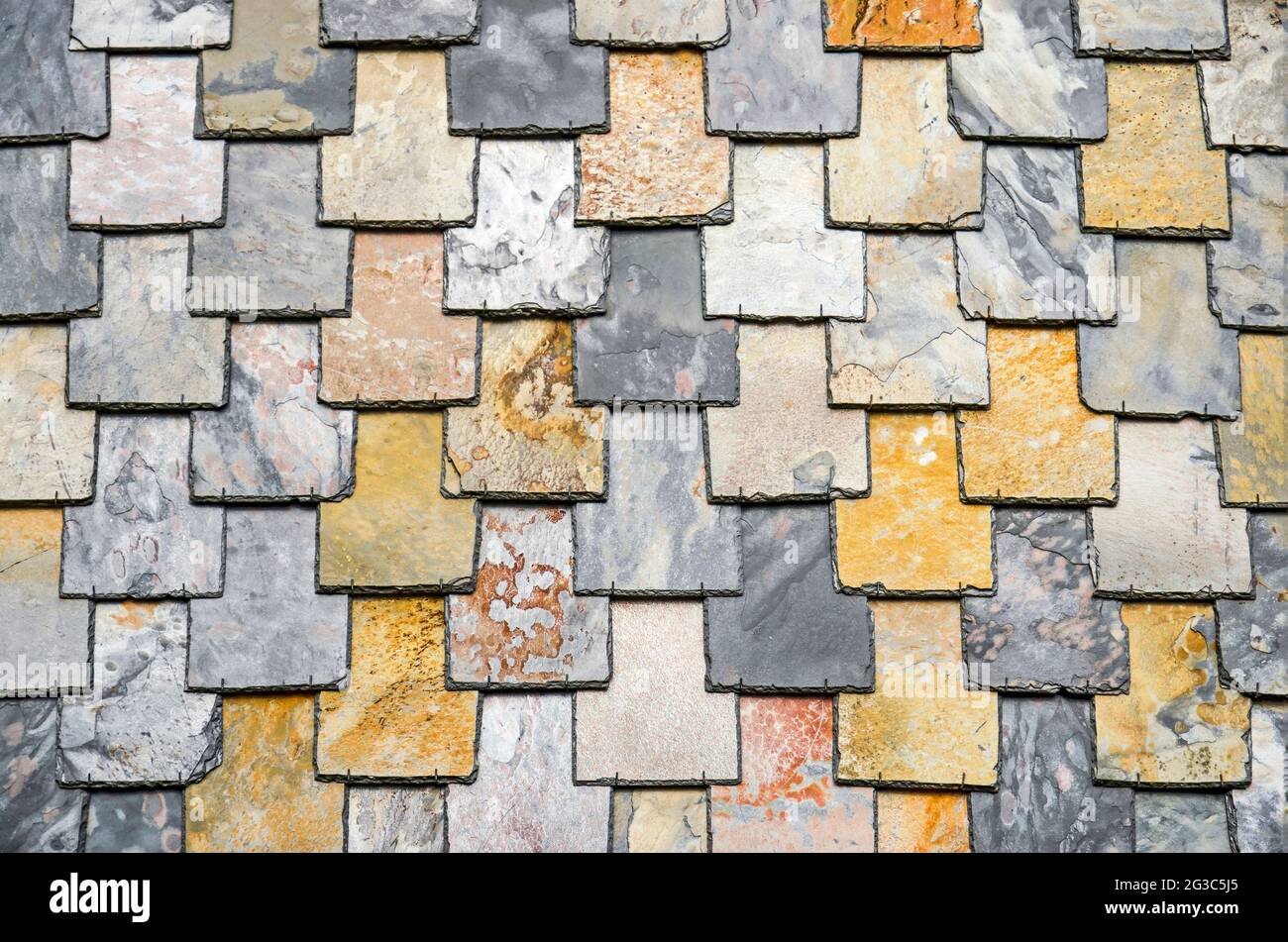 Pattern of colorful overlapping roof slates Stock Photo - Alamy
