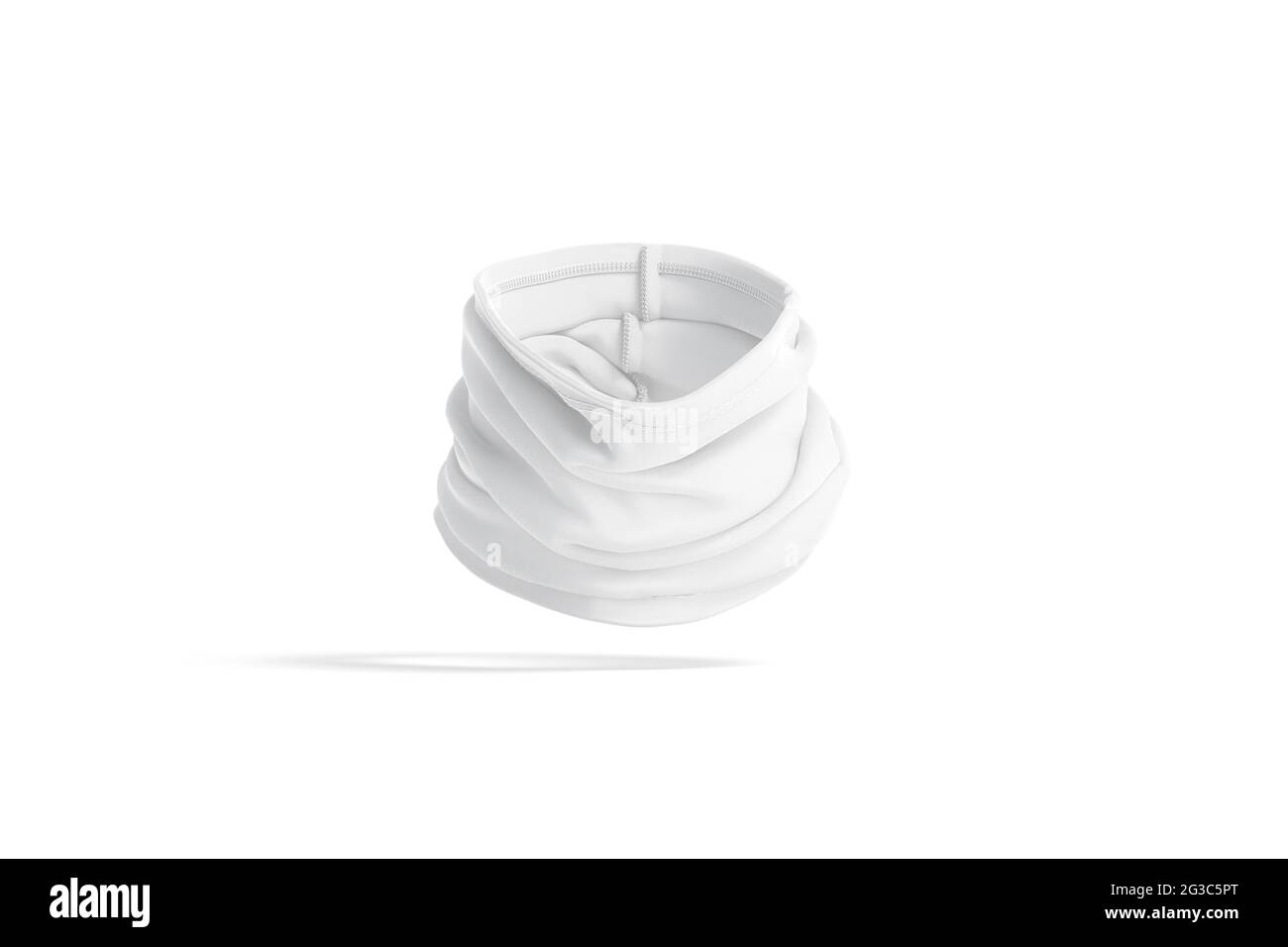 blank white folded neck gaiter mockup, front view, no gravity Stock ...