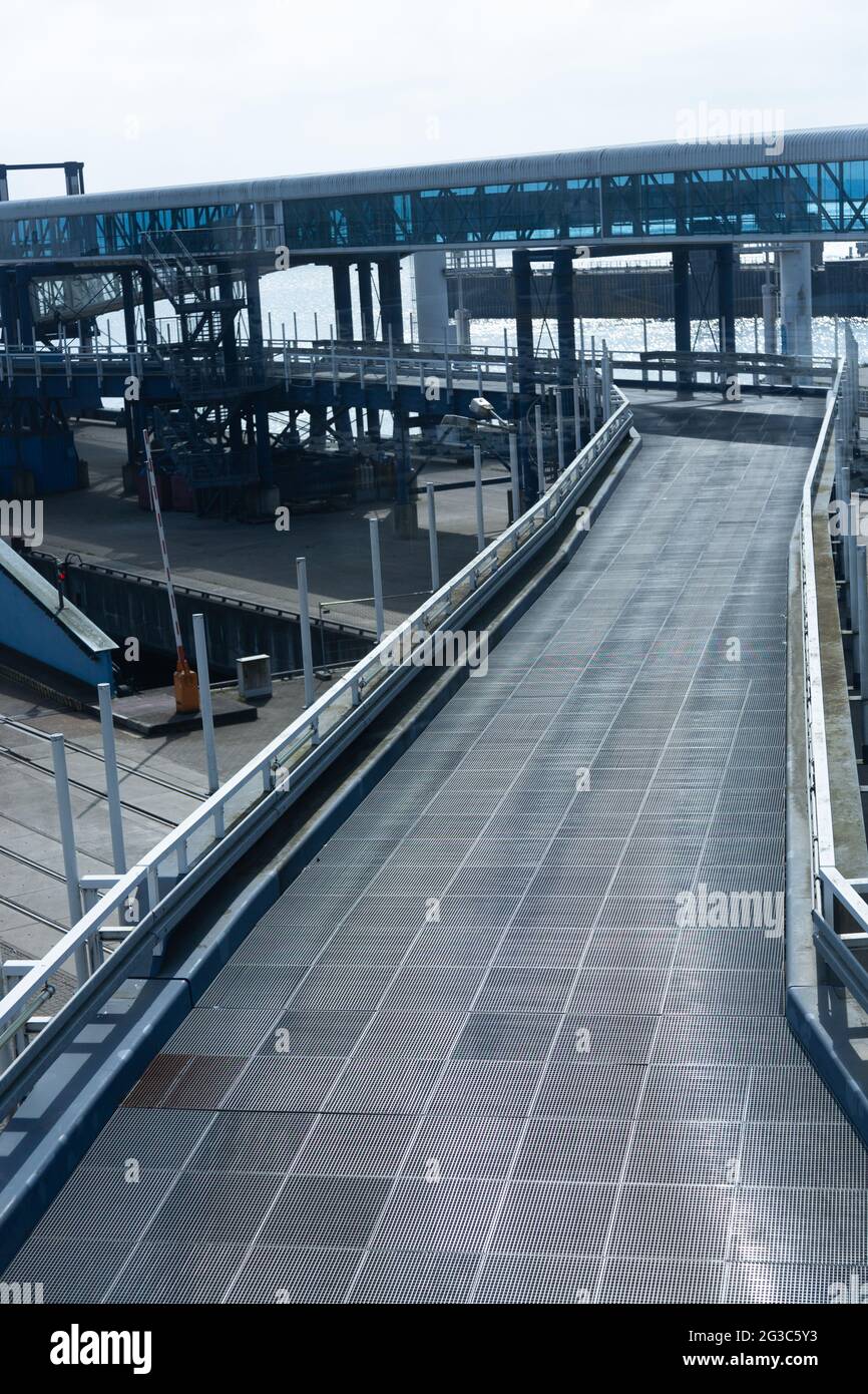 Loading ramps and rails for on a ferry Stock Photo - Alamy