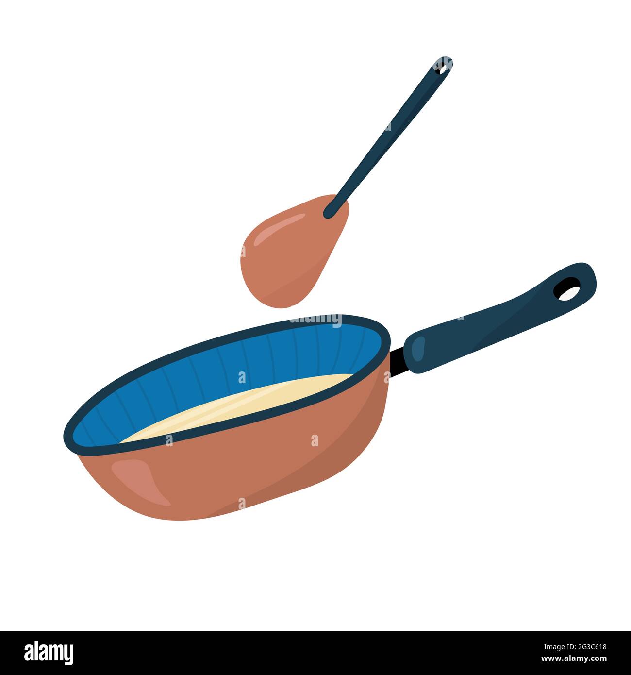frying pan. Wok. Cooking spatula. Vector illustration Stock Vector ...