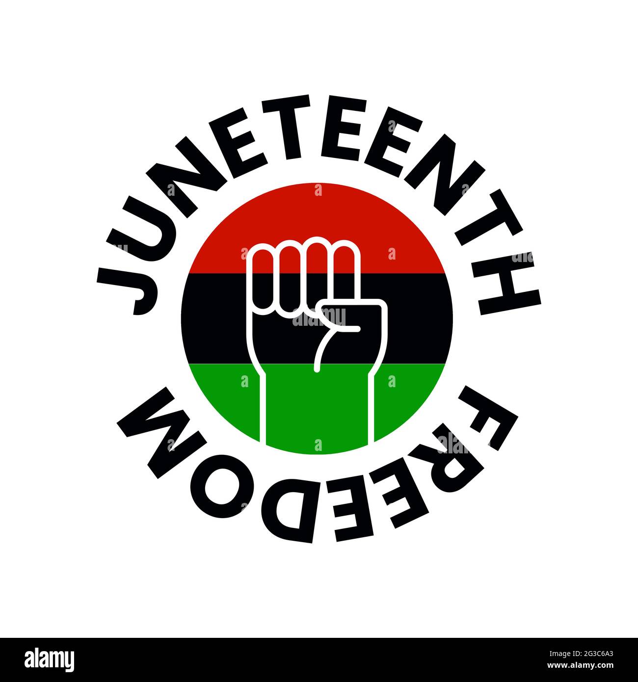 Juneteenth Freedom Day. Clenched fist in air in round flag. June 19 ...