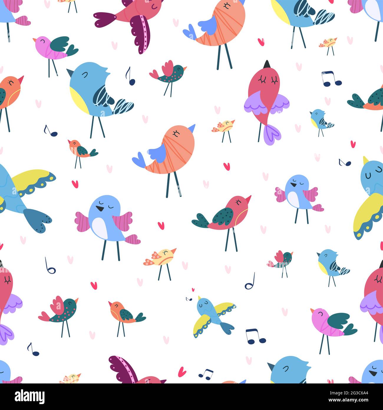seamless pattern. The birds are singing. Cute vector illustration in ...