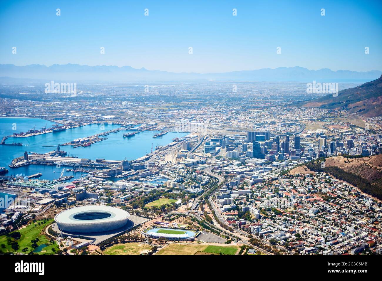 Aerial of Cape Town with harbour Stock Photo - Alamy