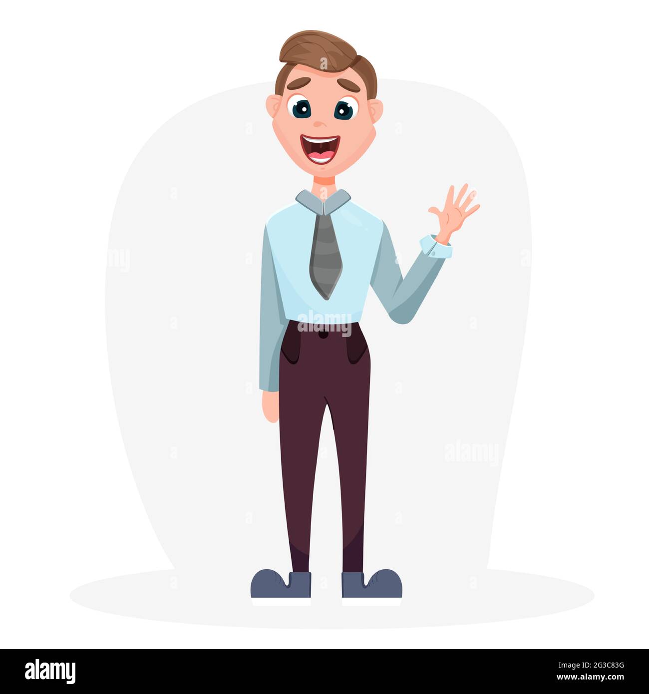 A man greets someone. The man waves his hand Stock Vector Image & Art ...