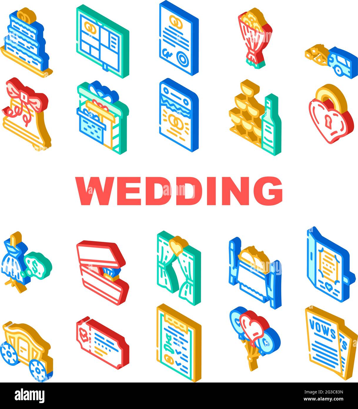 Wedding Day Accessory Collection Icons Set Vector Stock Vector Image ...