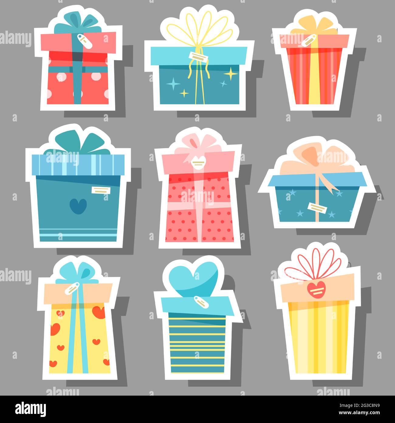 Large set with stickers of gifts. Vector illustration Stock Vector ...