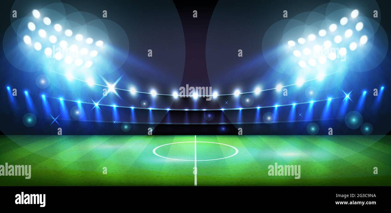 Football Arena stadium at night lights World Cup Vector illustration ...