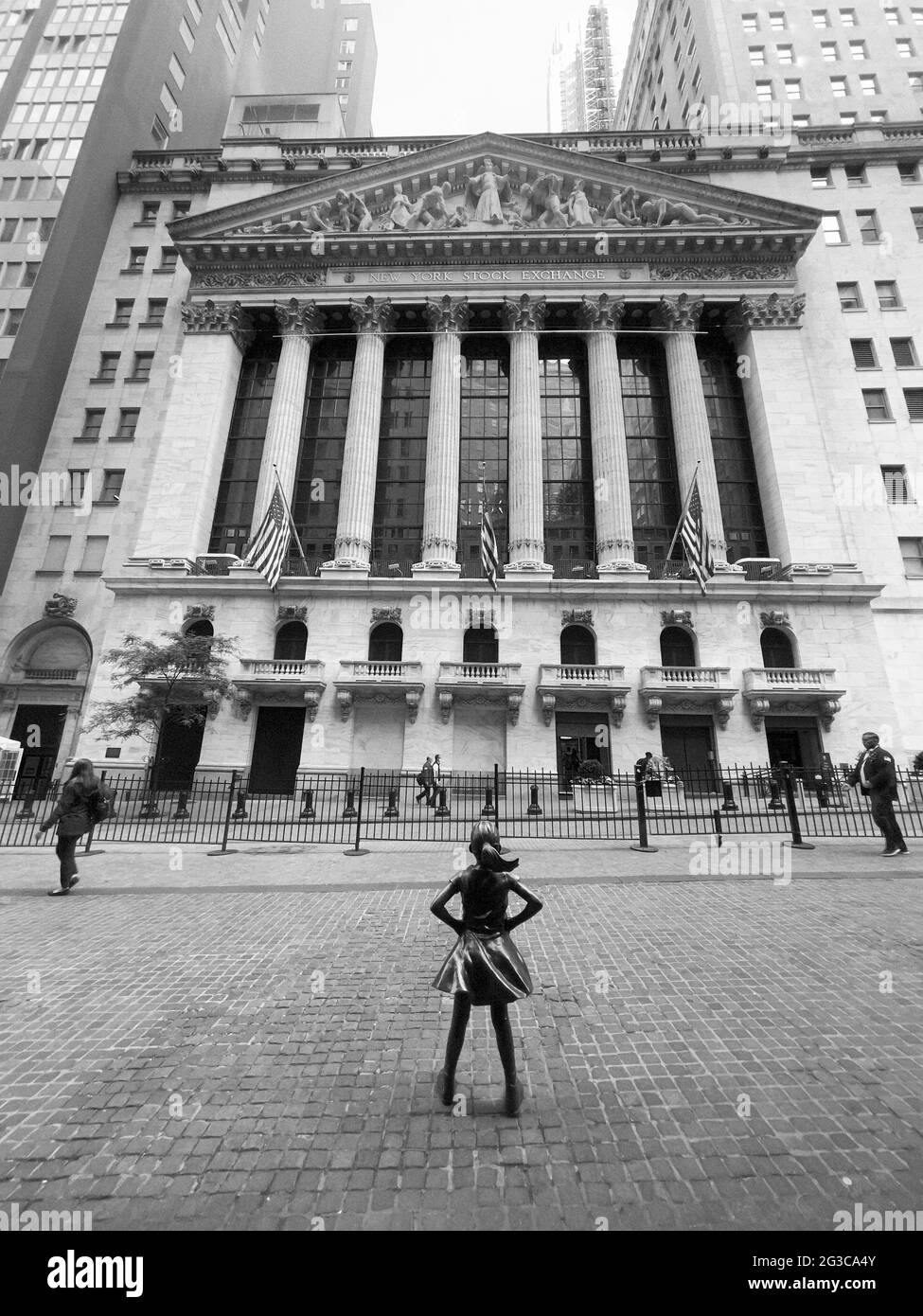 Fearless Girl bronze statue in the financial district in lower ...