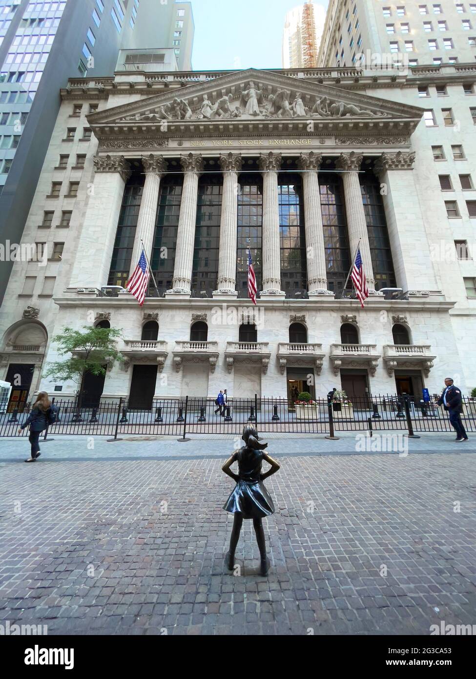 Fearless Girl bronze statue in the financial district in lower ...