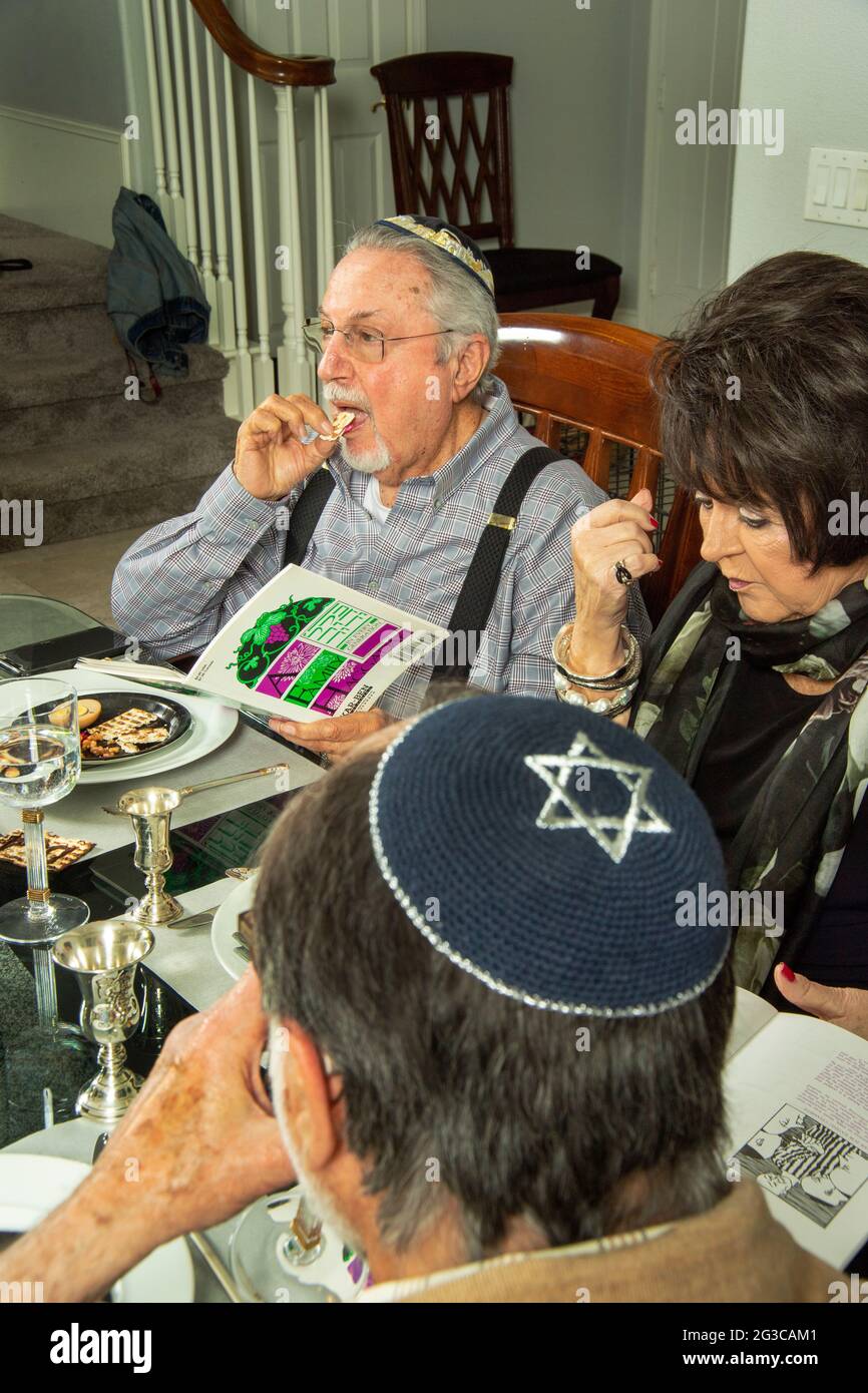 At the traditional dinner table for a Passover Seder at a Southern ...