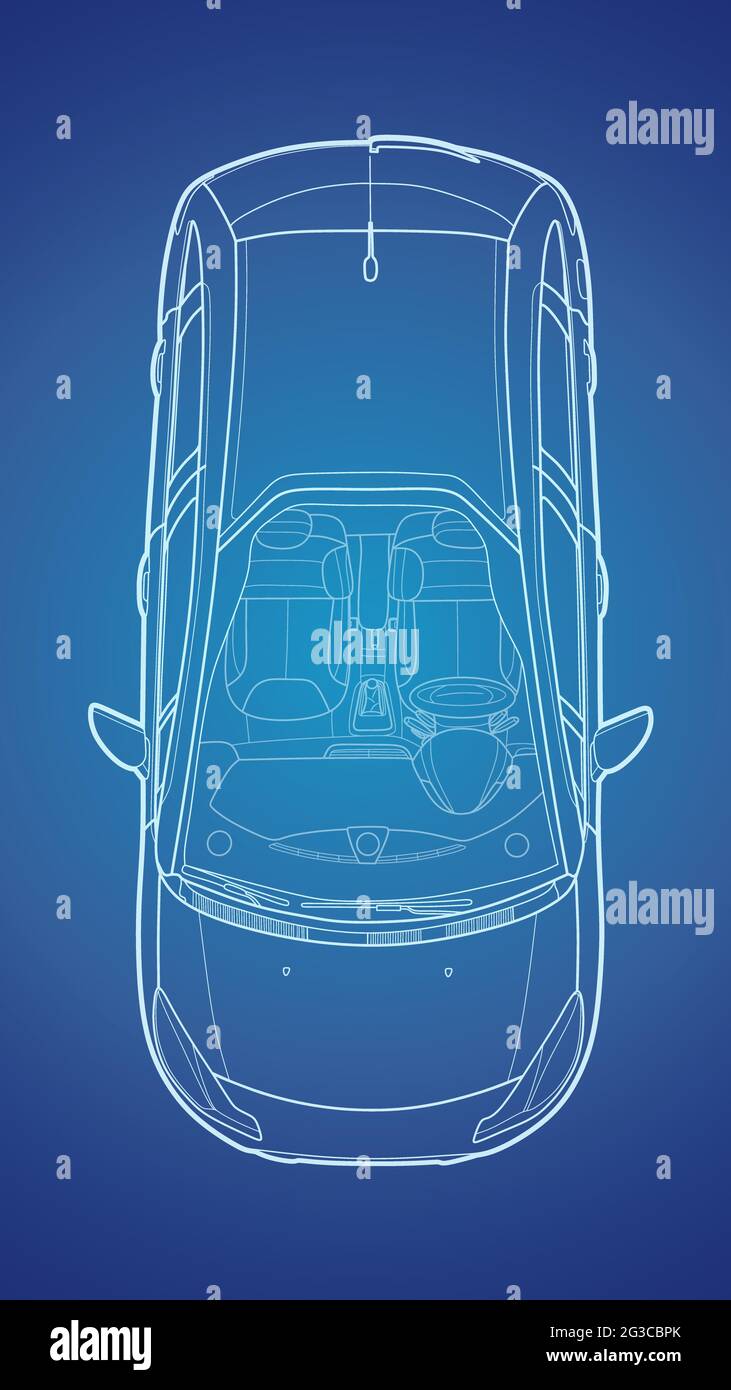 White car from top view vector illustration. Flat design auto ...