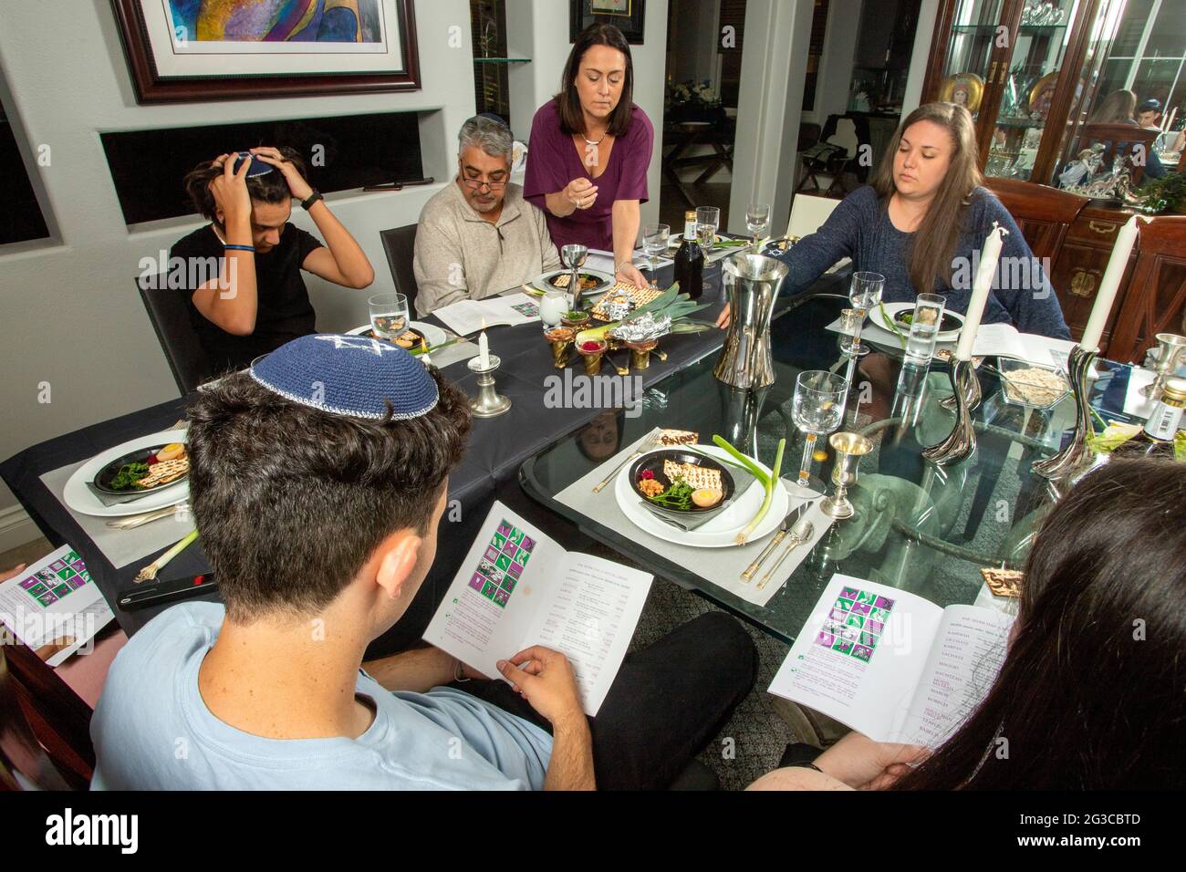 At the traditional dinner table for a Passover Seder at a Southern ...