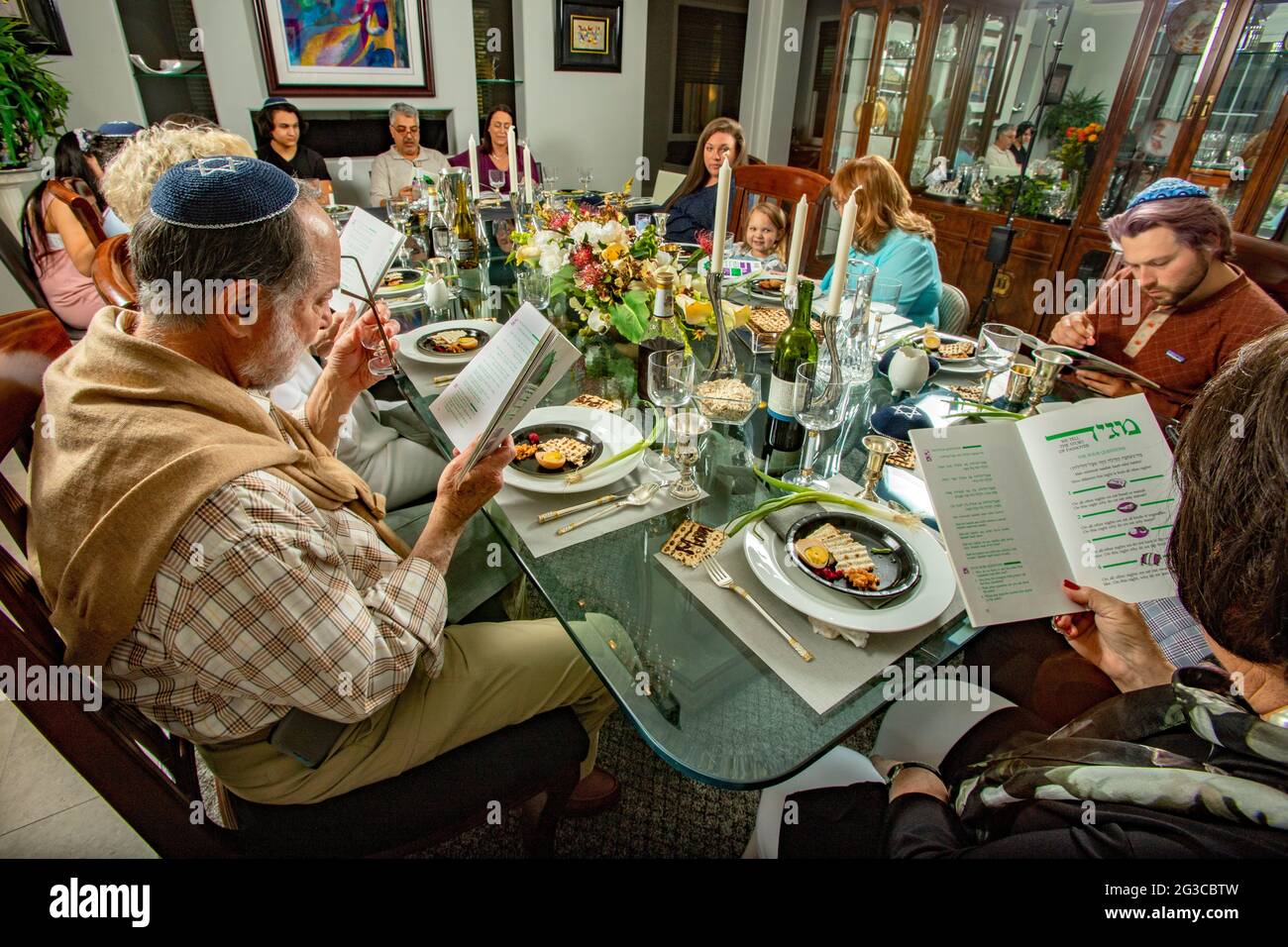 At the traditional dinner table for a Passover Seder at a Southern ...