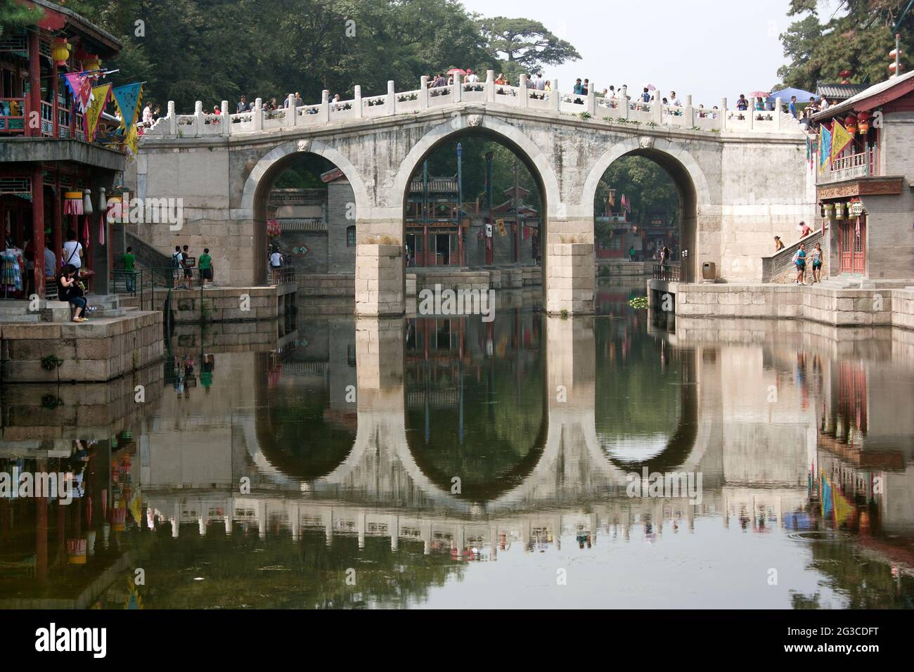 View from the Summer Palace with beautiful bridge, suzhou street ...