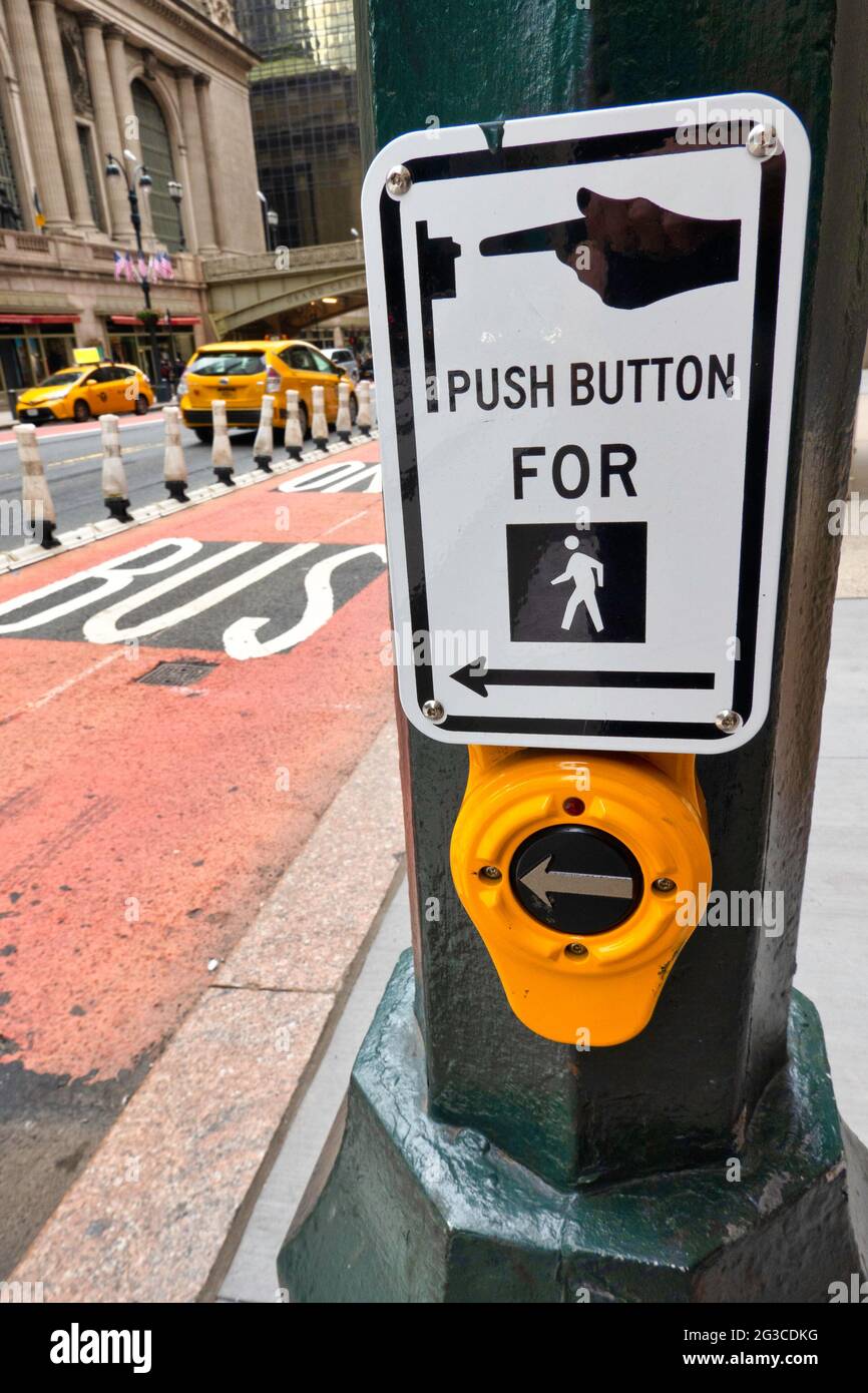 Pedestrian Crossing Button on East 42nd Street in front of Grand ...