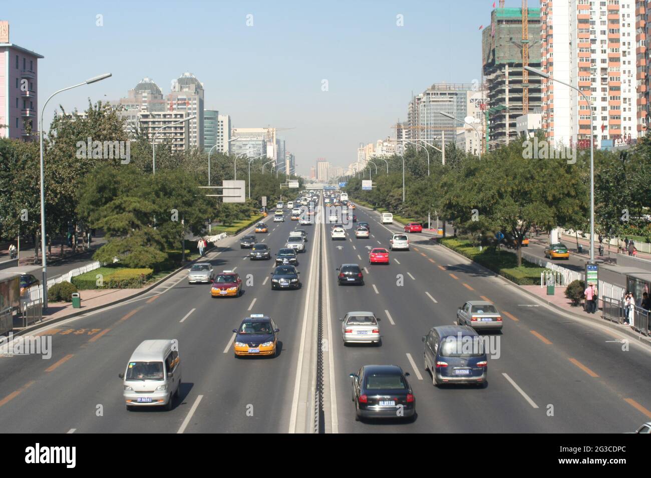 A new wide boulevard built ahead of the Beijng Olympics, October 2007 ...