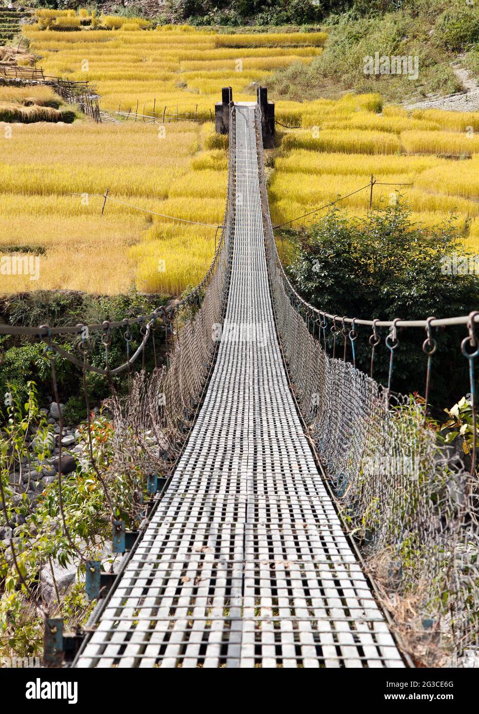 rope hanging suspension bridge in Nepal Stock Photo - Alamy