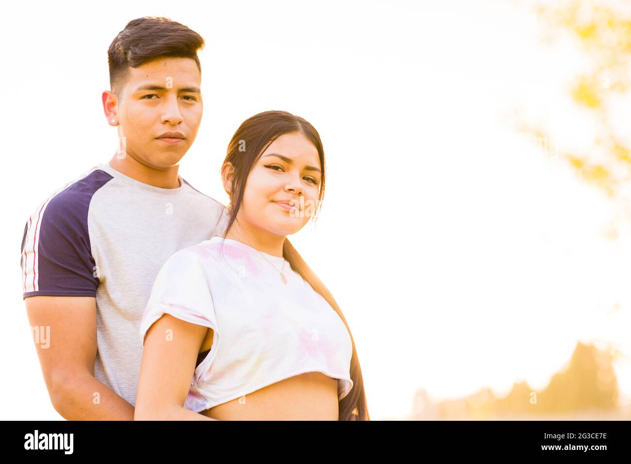 Latin bolivian and peruvian multiethnic mixed race young couple. Summer ...