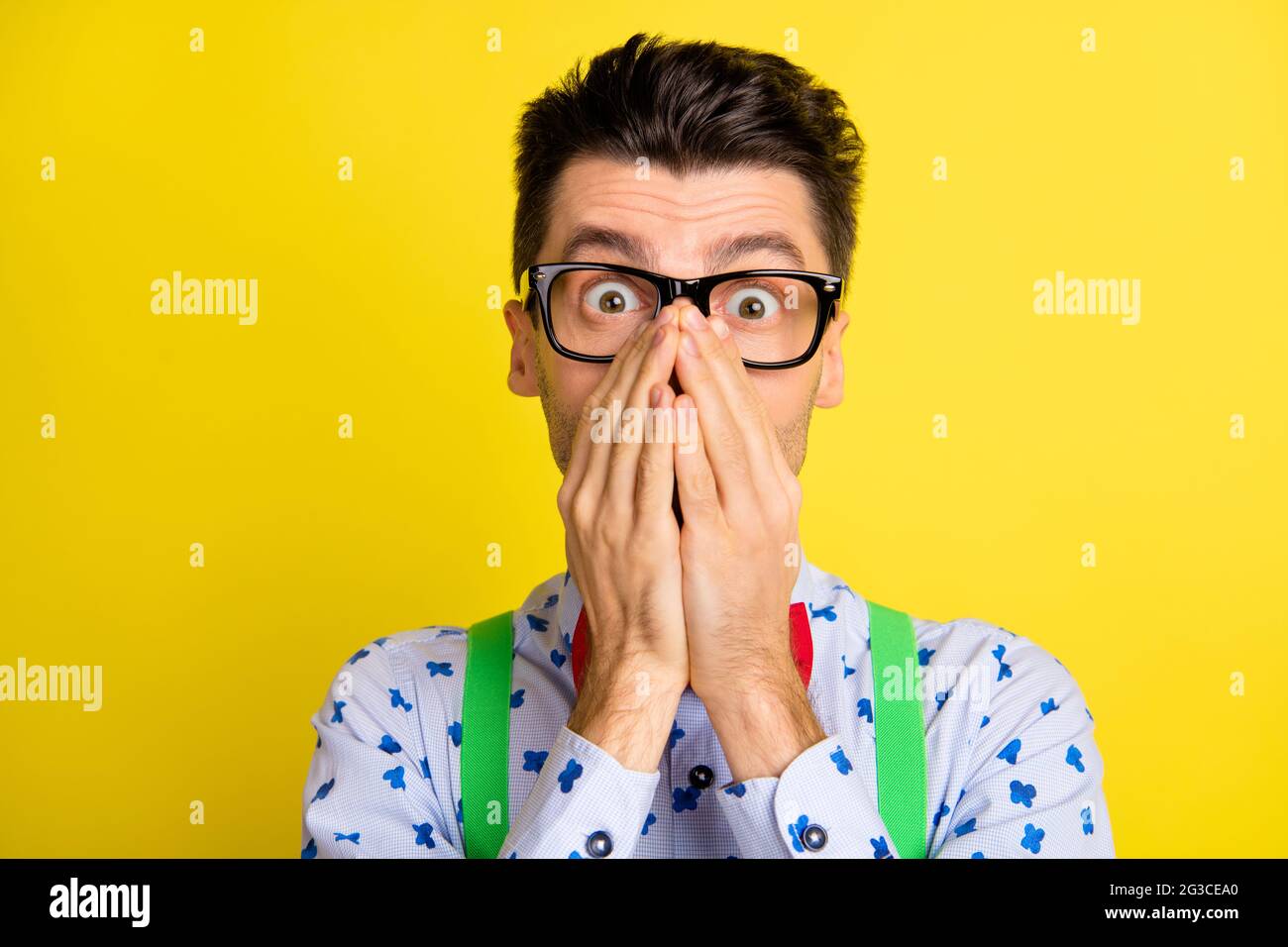 Photo of young man scary afraid frightened failure problem trouble ...