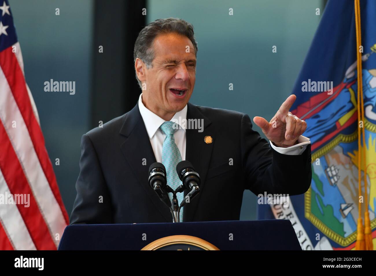 New York Gov. Andrew Cuomo speaks during a press conference at One ...