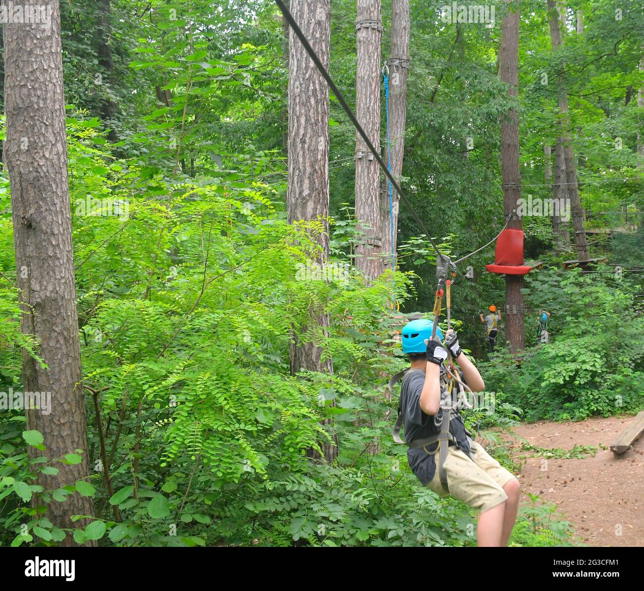 Little boy in a rope park. Active physical recreation of the child in ...