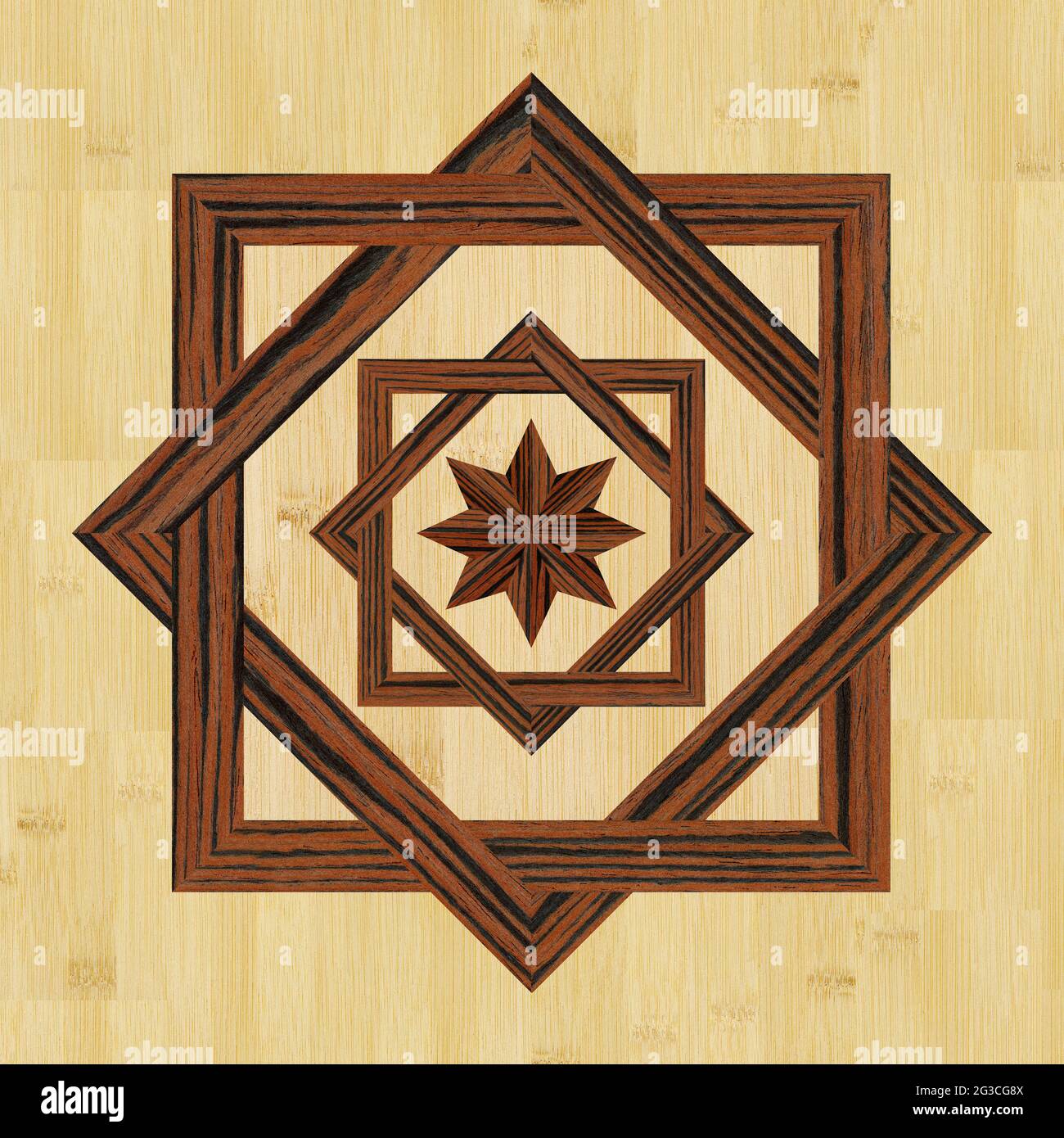 Natural wood parquet floor, a compass pattern, wood compass pattern ...