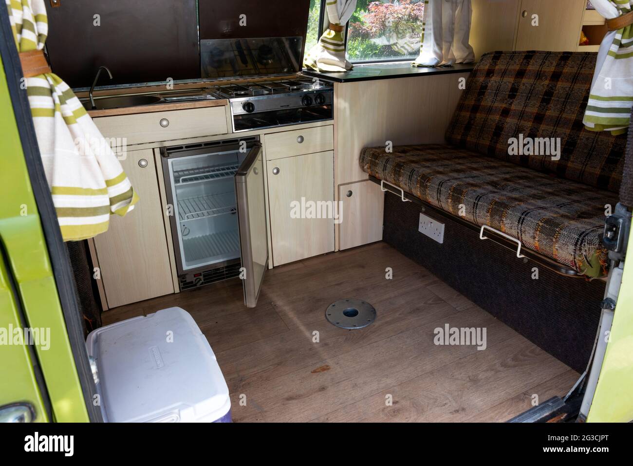 Classic VW Volkswagen camper van interior including a Thetford twin ...