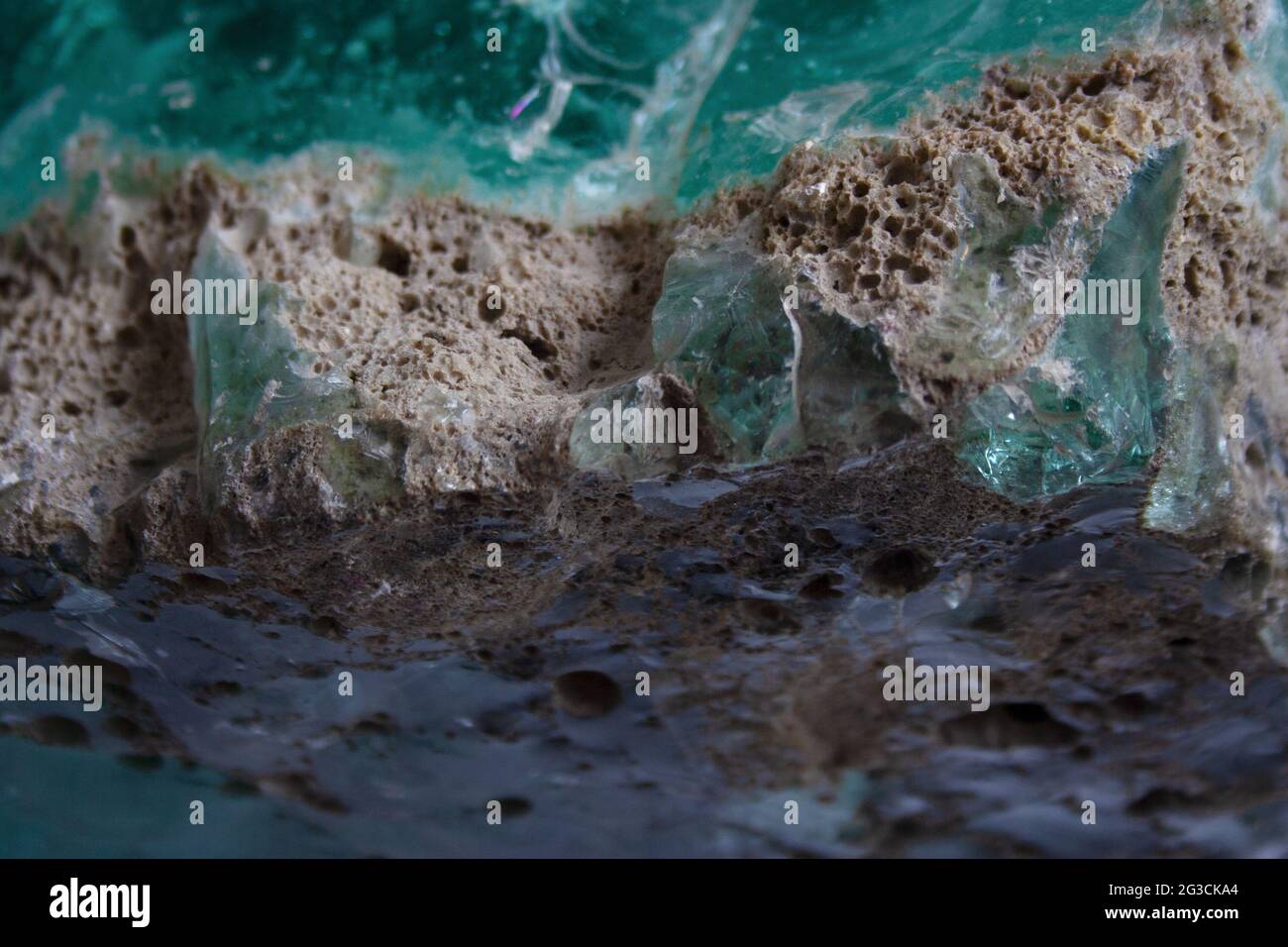 Textured turquoise glass rock landscape model abstract background Stock ...