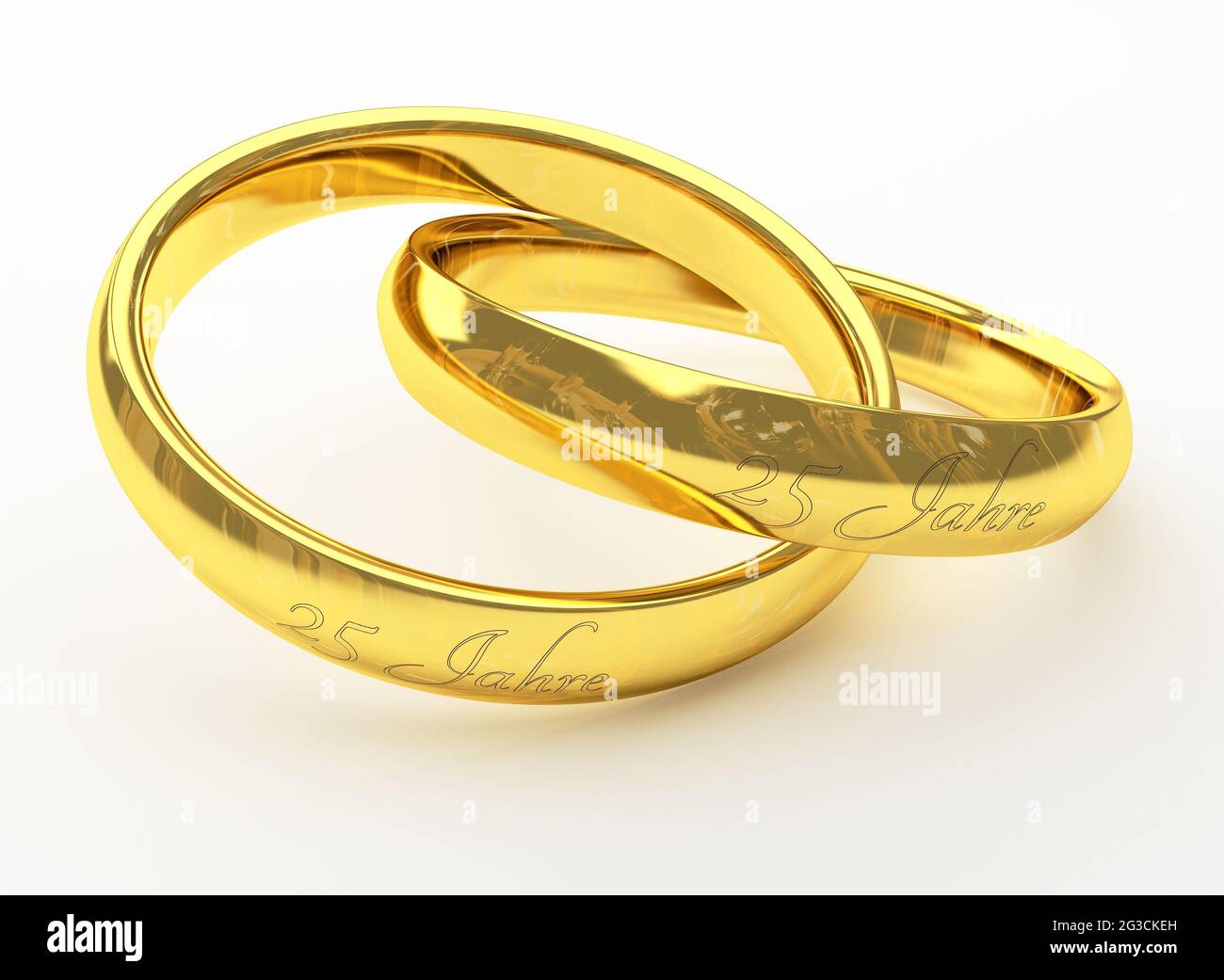 Golden wedding rings with german writings "25 years Wedding" on them ...