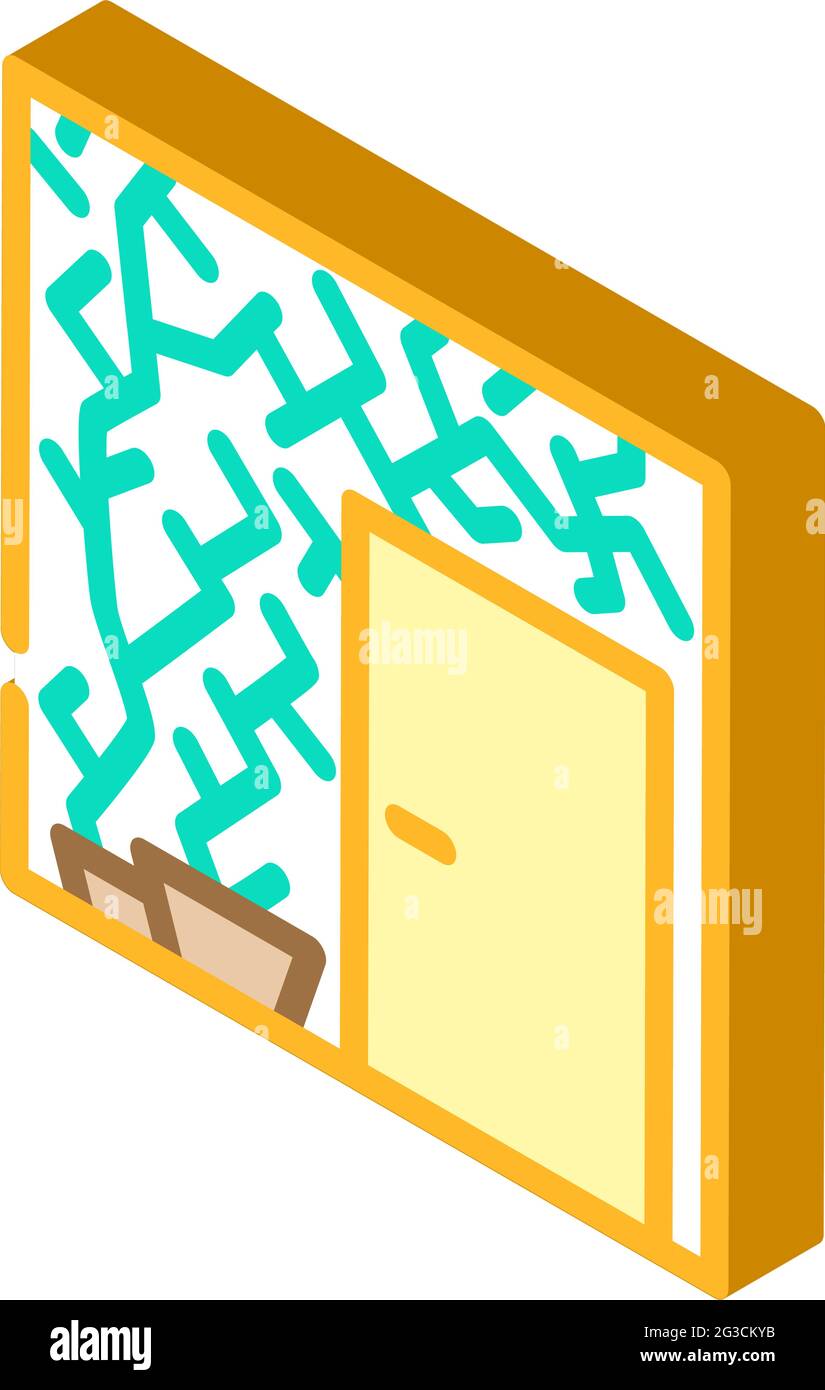 green plant wall design interior isometric icon vector illustration ...