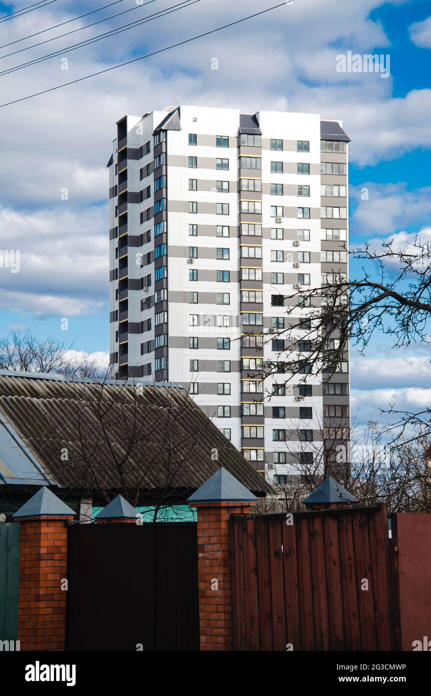 Condominium or apartment building with asymmetrical, stair-step ...