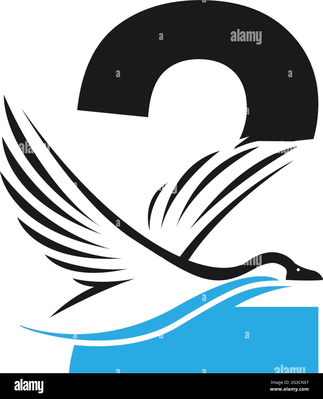 Number 2 with duck icon logo design illustration vector Stock Vector ...