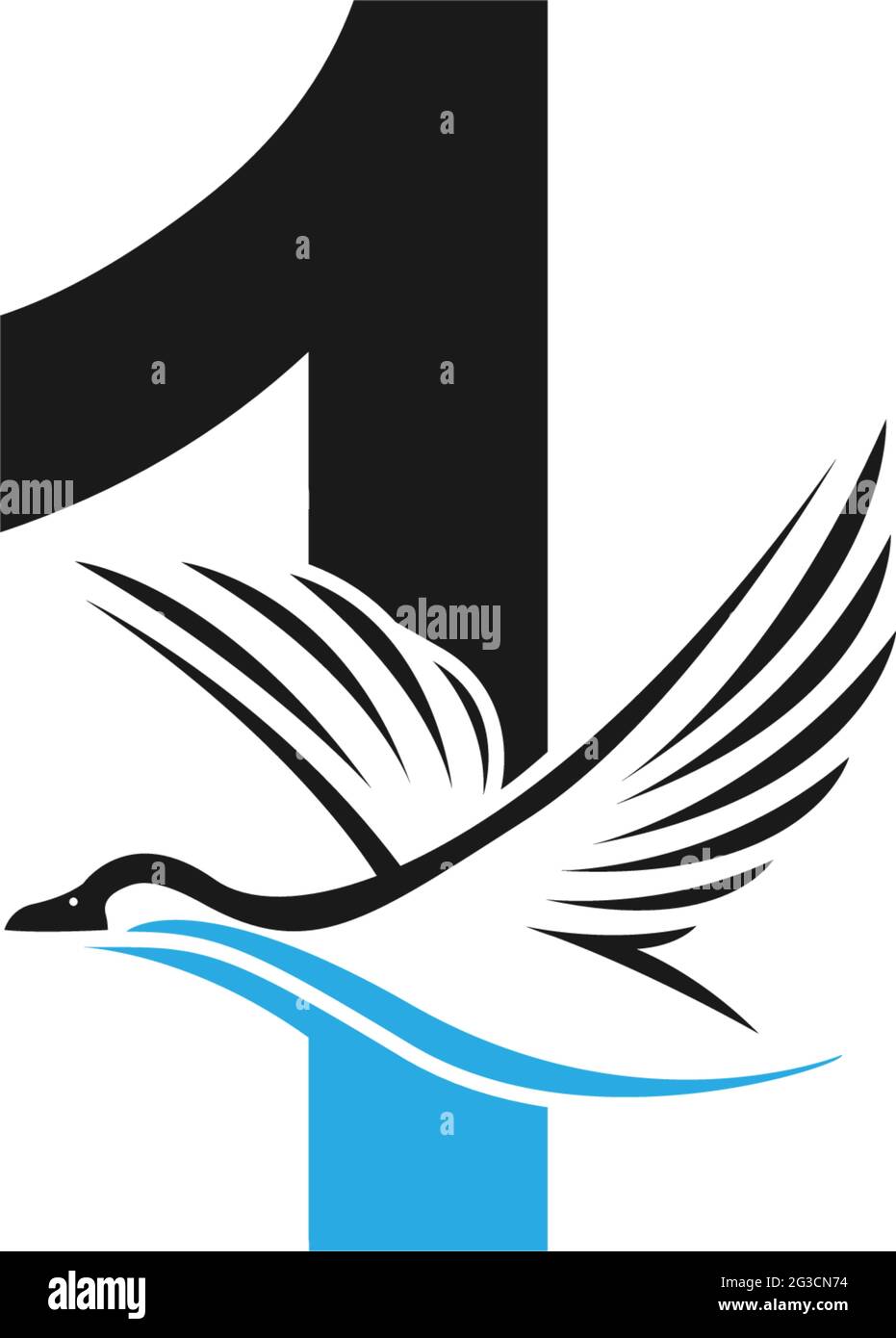 Number 1 with duck icon logo design illustration vector Stock Vector ...