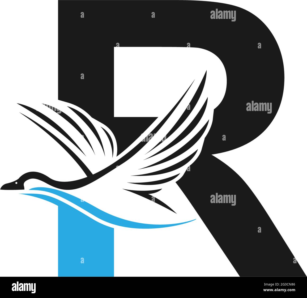 Letter R with duck icon logo design illustration vector Stock Vector ...