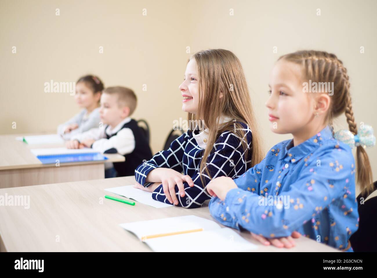 Primary school children work together in class Stock Photo - Alamy