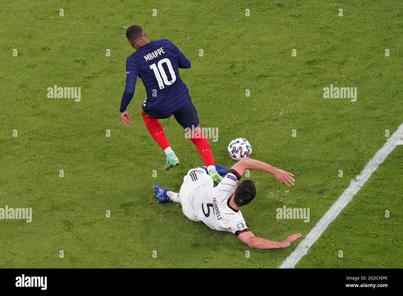MUNICH, GERMANY - JUNE 15: Kylian Mbappe of France, Mats Hummels of ...